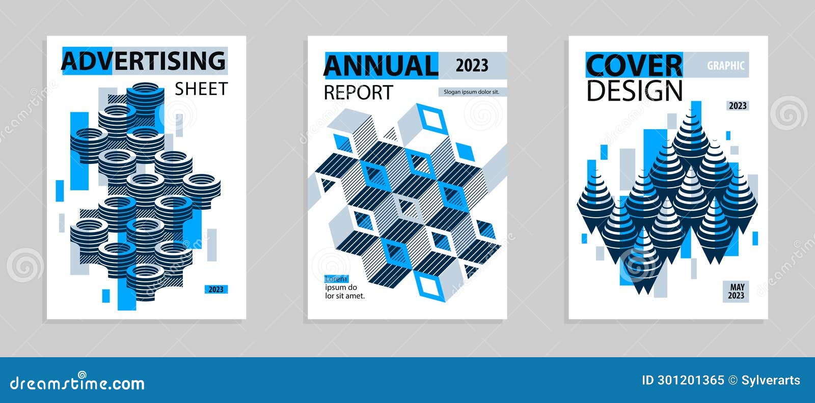 3D Isometric Cubic Design Vector Geometric Abstract Backgrounds Set ...