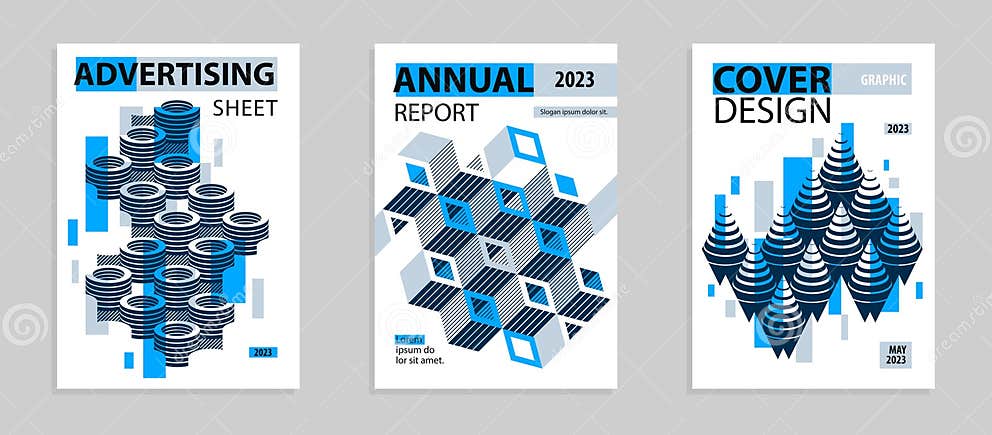 3D Isometric Cubic Design Vector Geometric Abstract Backgrounds Set ...