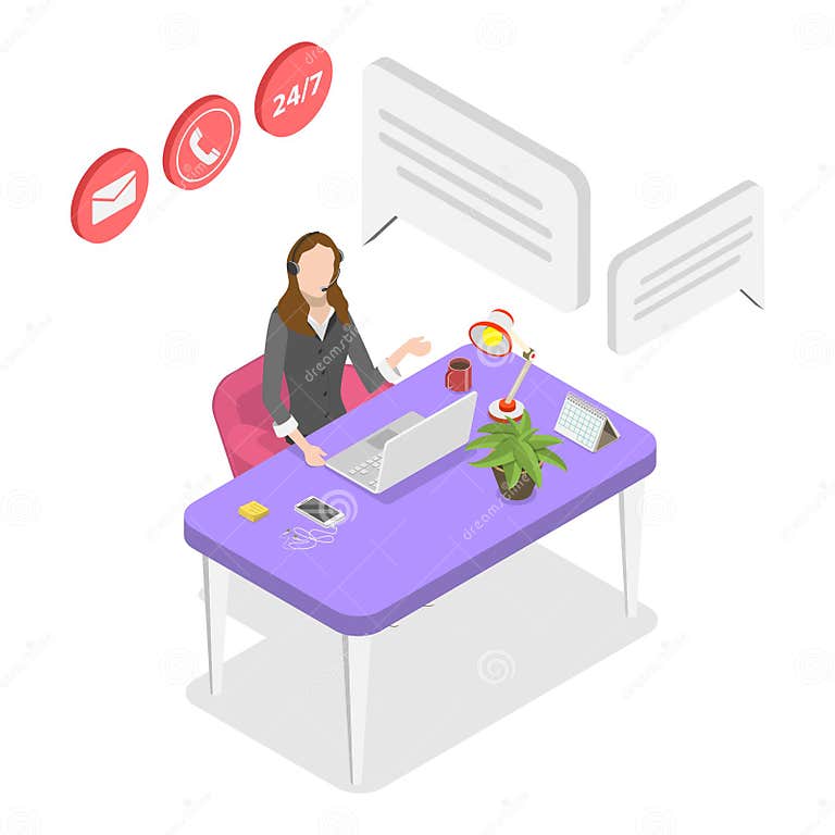 3D Isometric Flat Illustration of Customer Service. Item 1 Stock Vector ...