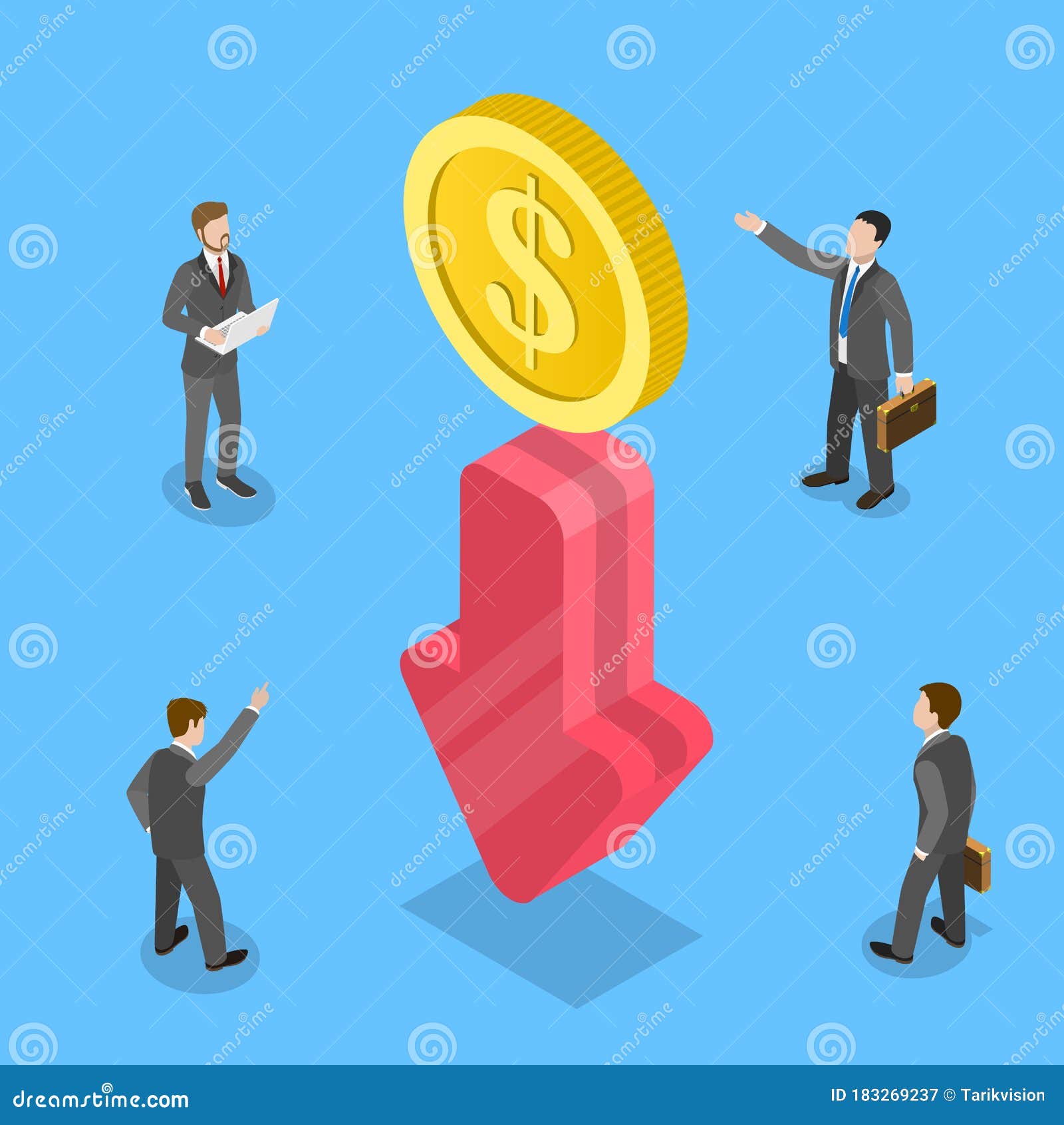 3D Isometric Flat Vector Concept of Financial Crisis, Cost Reductions Stock Vector ...