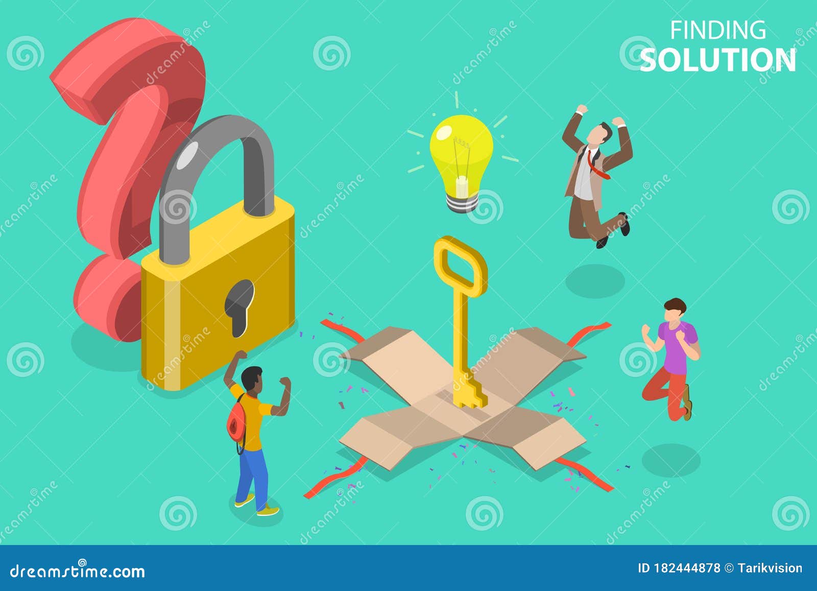 3D Isometric Flat Vector Concept of Finding Solution, Brainstorming and ...
