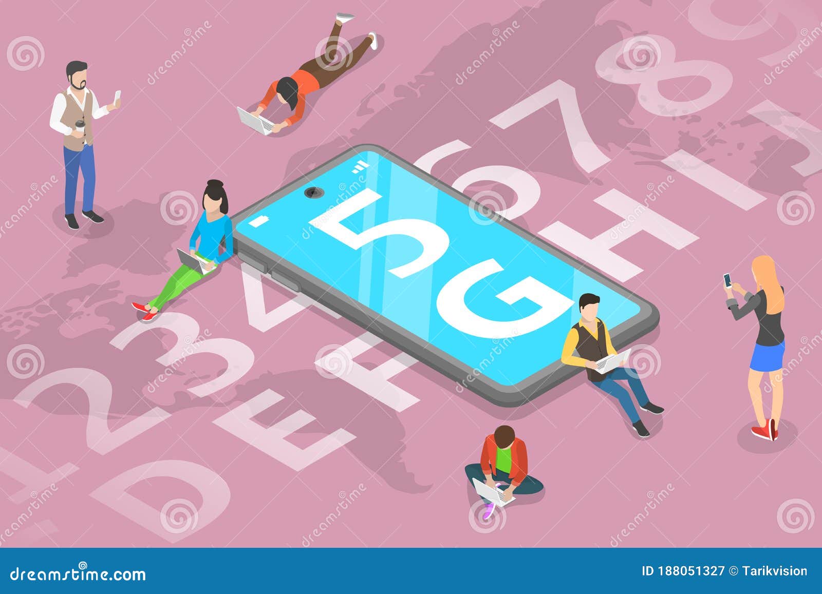 3D Isometric Flat Vector Concept of 5G , Global Wireless Network. Stock ...