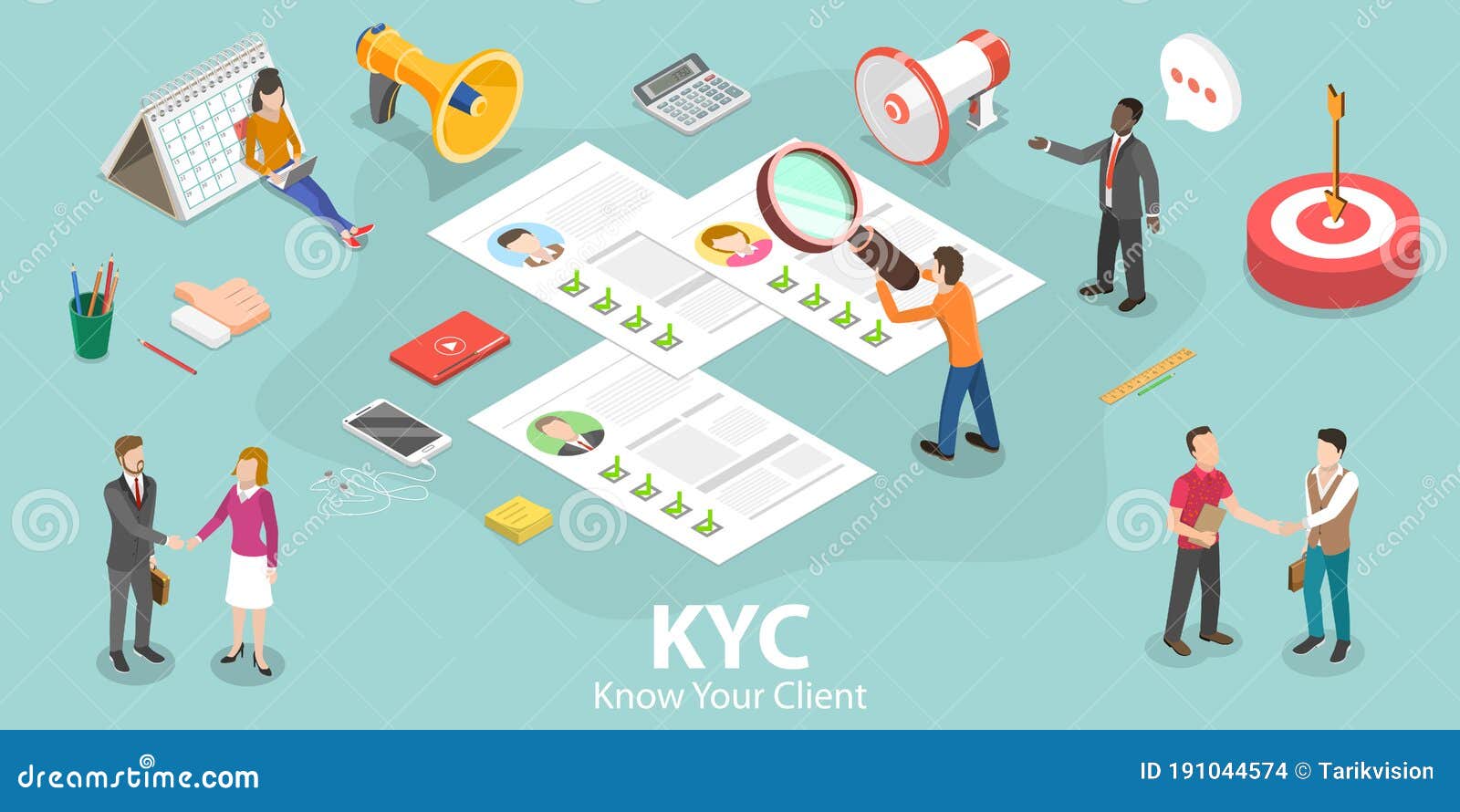 3D Isometric Flat Vector Concept of KYC - Know Your Customer. Stock ...
