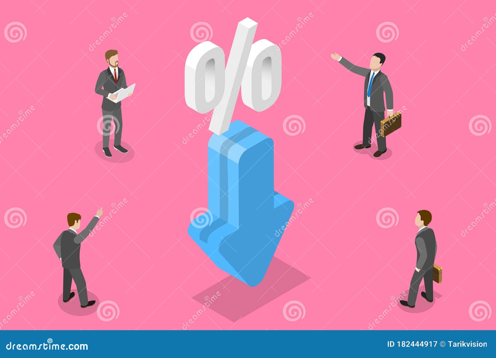 3D Isometric Flat Vector Concept of Percentage Decrease. Stock Vector - Illustration of decline ...