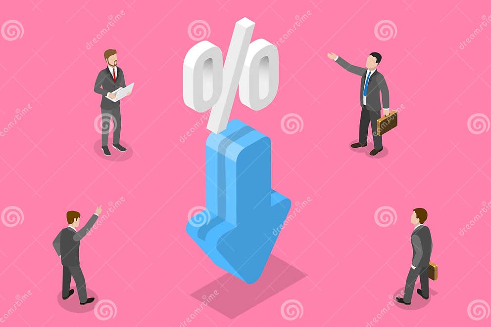 3D Isometric Flat Vector Concept of Percentage Decrease. Stock Vector ...