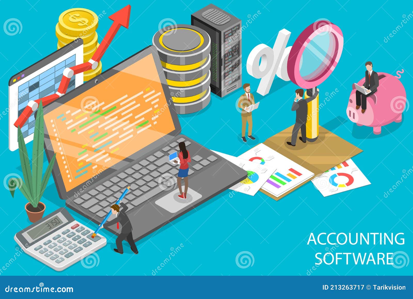 3D Isometric Flat Vector Conceptual Illustration of Accounting Software ...