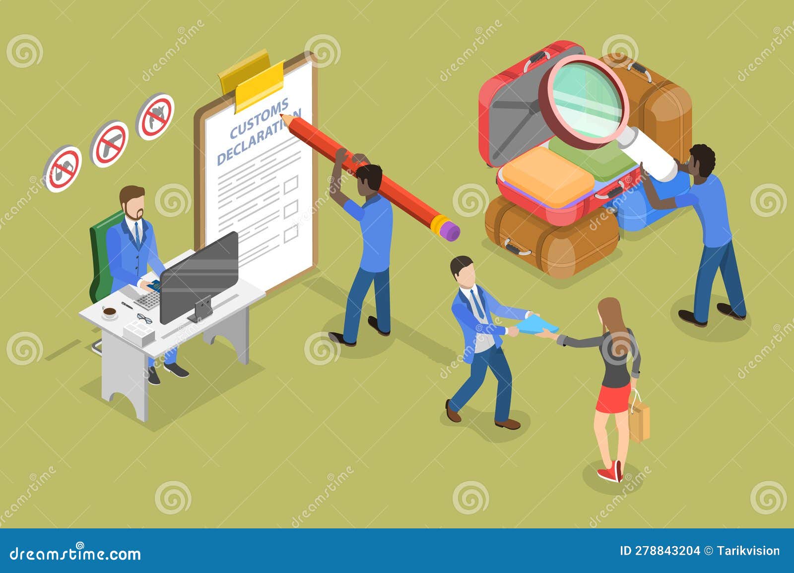 3D Isometric Flat Vector Conceptual Illustration of Airport Security ...