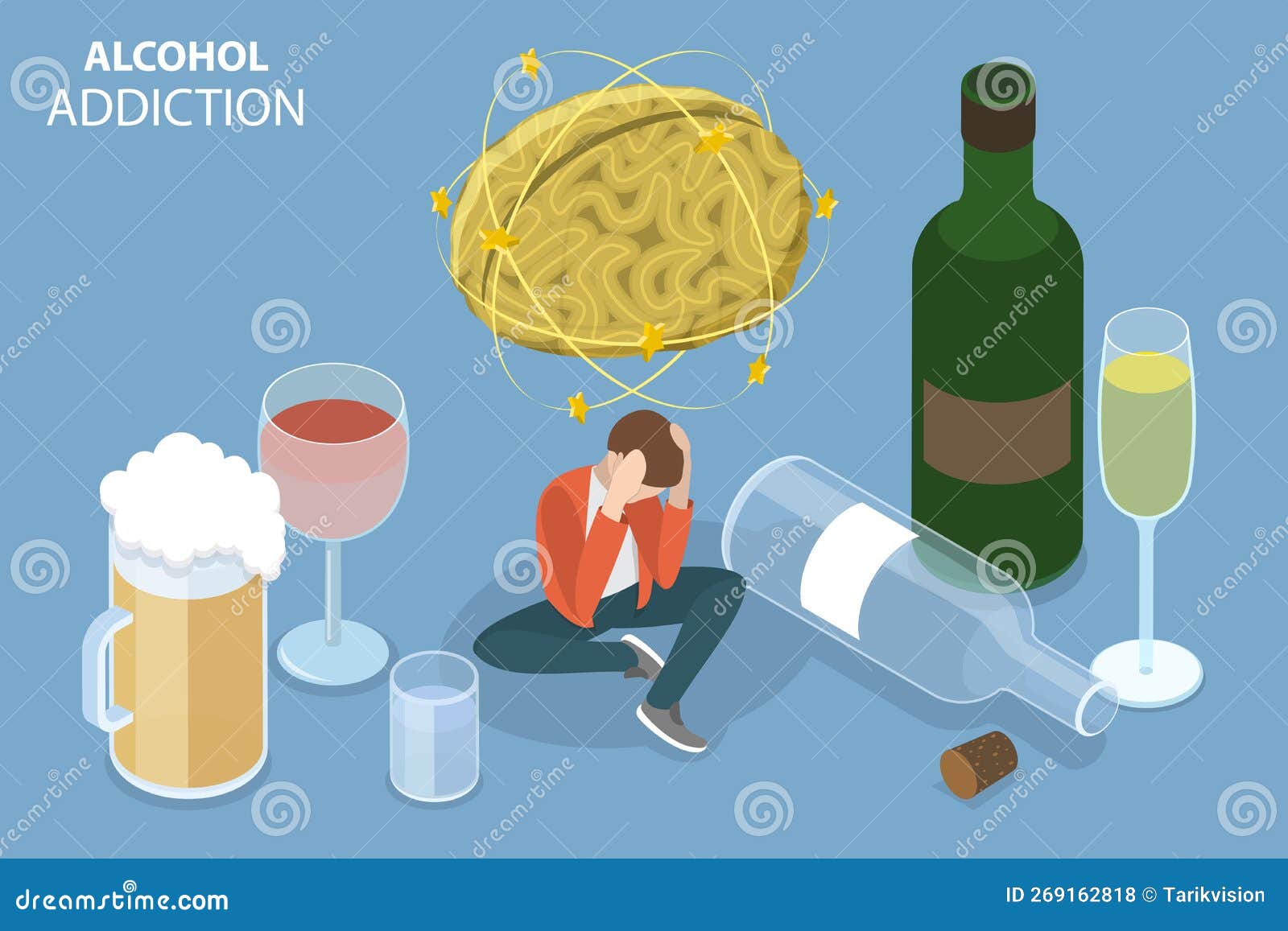 3D Isometric Flat Vector Conceptual Illustration of Alcohol Addiction ...