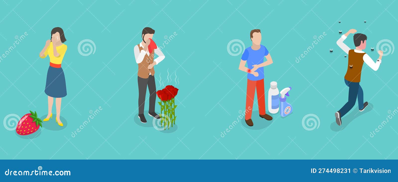 3D Isometric Flat Vector Conceptual Illustration of Allergic Reaction ...