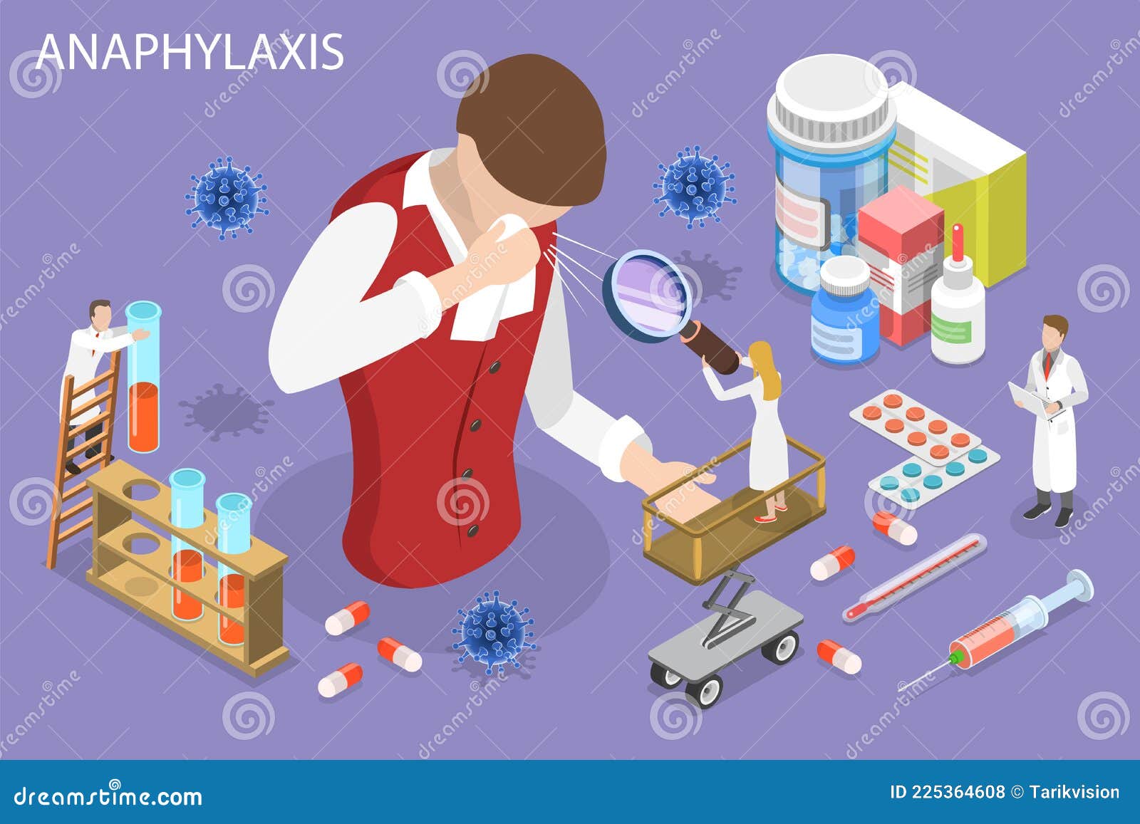 3D Isometric Flat Vector Conceptual Illustration of Anaphylaxis Stock ...