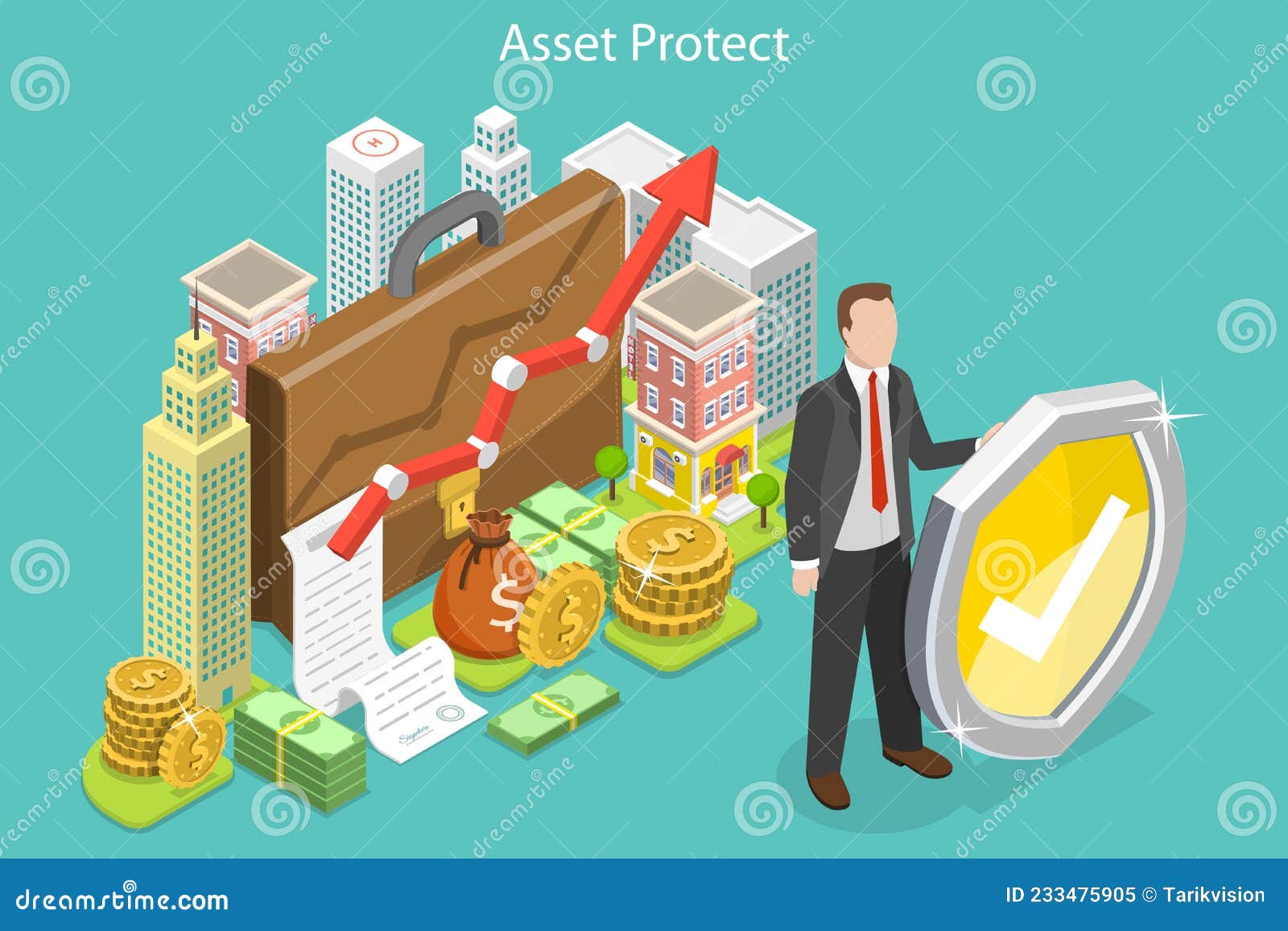 3D Isometric Flat Vector Conceptual Illustration of Asset Protect Stock ...