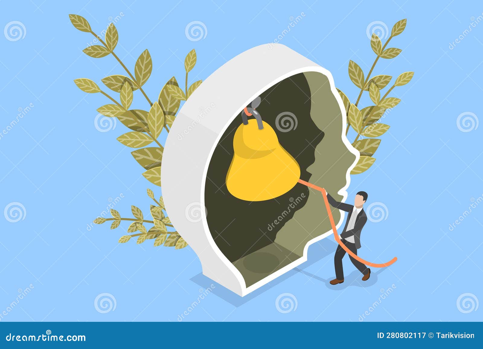 3D Isometric Flat Vector Conceptual Illustration Of Awake Inner Mind ...