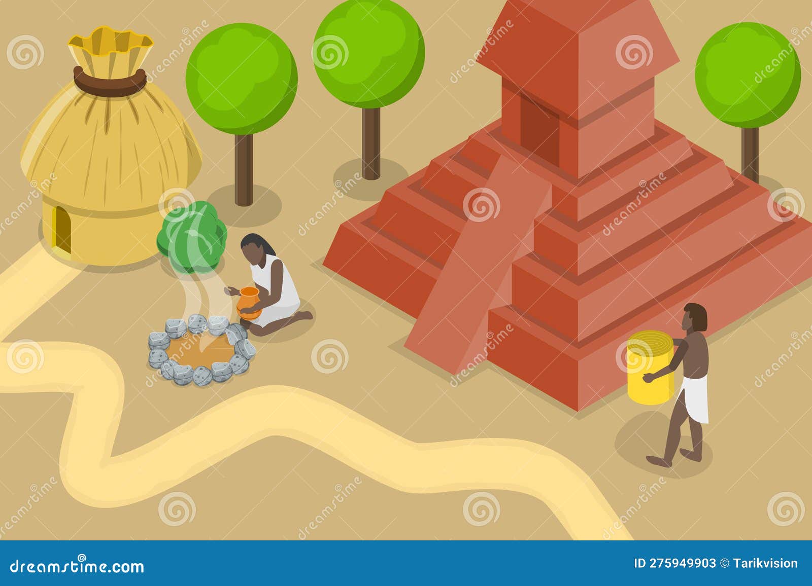 3D Isometric Flat Vector Conceptual Illustration of Aztec Village Stock ...