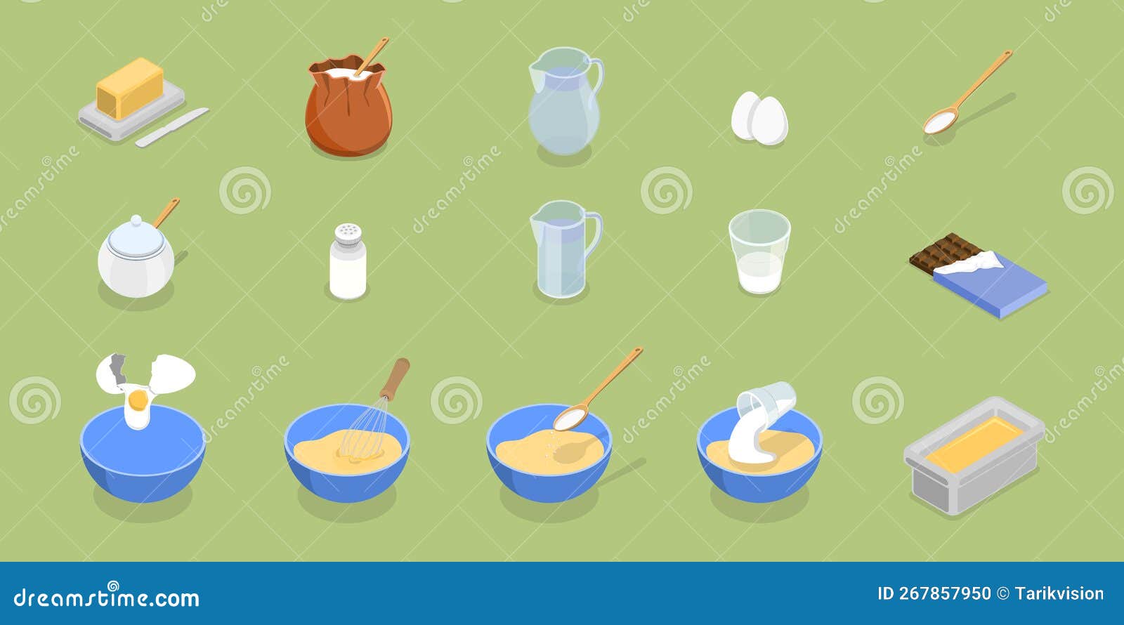 3D Isometric Flat Vector Conceptual Illustration of Bakery Ingredients ...