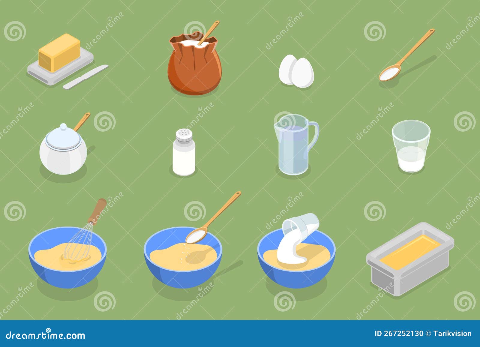3D Isometric Flat Vector Conceptual Illustration of Baking Elements Set ...