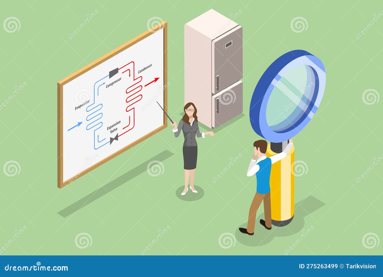 3D Isometric Flat Vector Conceptual Illustration of Basic Refrigeration ...