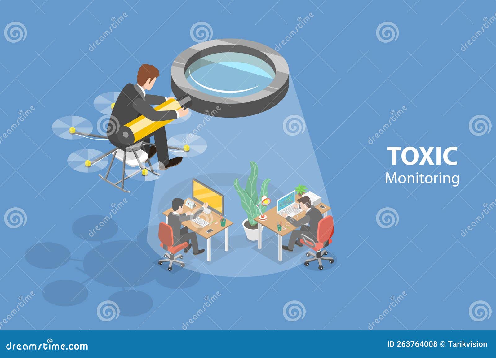 3D Isometric Flat Vector Conceptual Illustration of Boss Spying at Work ...