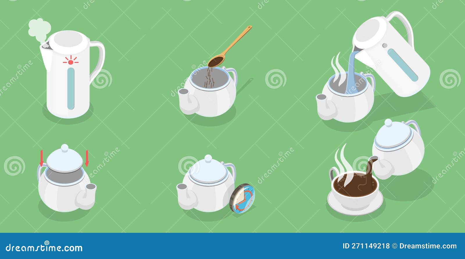 3D Isometric Flat Vector Conceptual Illustration of Brewing Leaf Tea ...