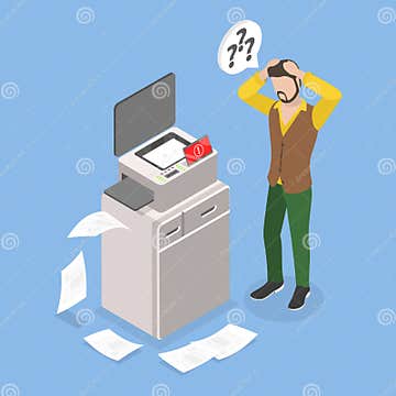 3D Isometric Flat Vector Conceptual Illustration of Broken Printer ...