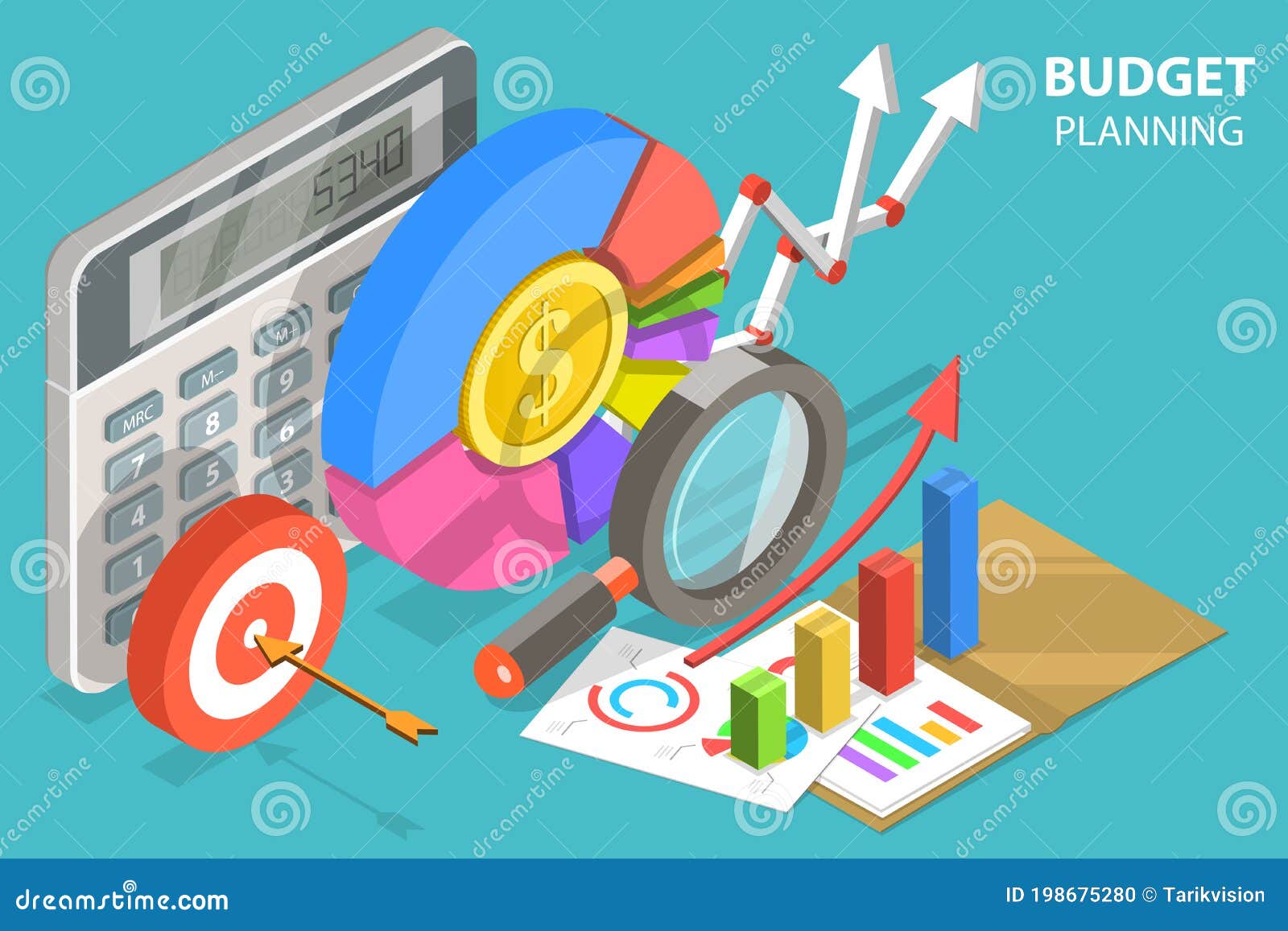 3D Isometric Flat Vector Conceptual Illustration of Budget Planning ...