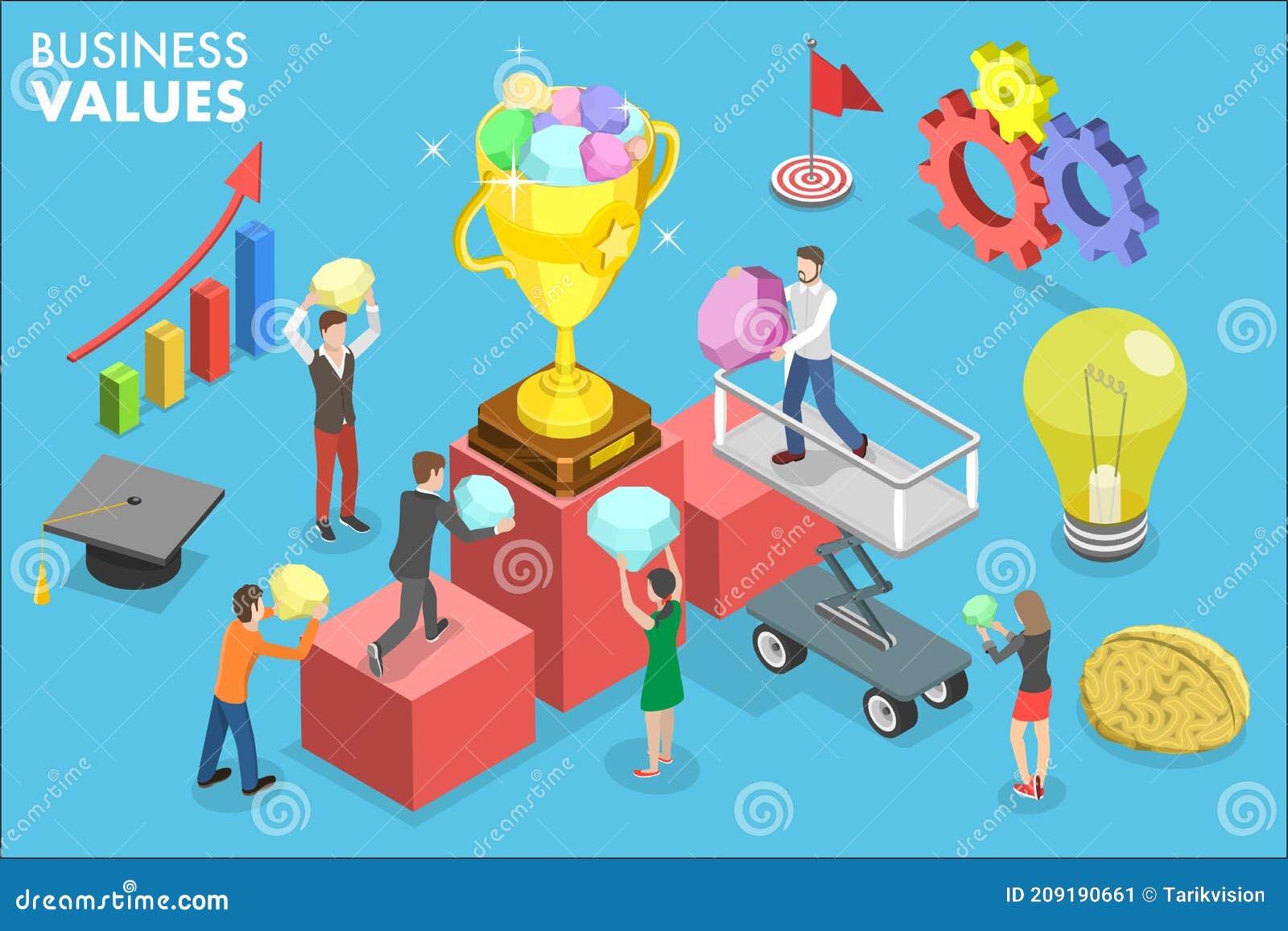 3D Isometric Flat Vector Conceptual Illustration of Business Values ...