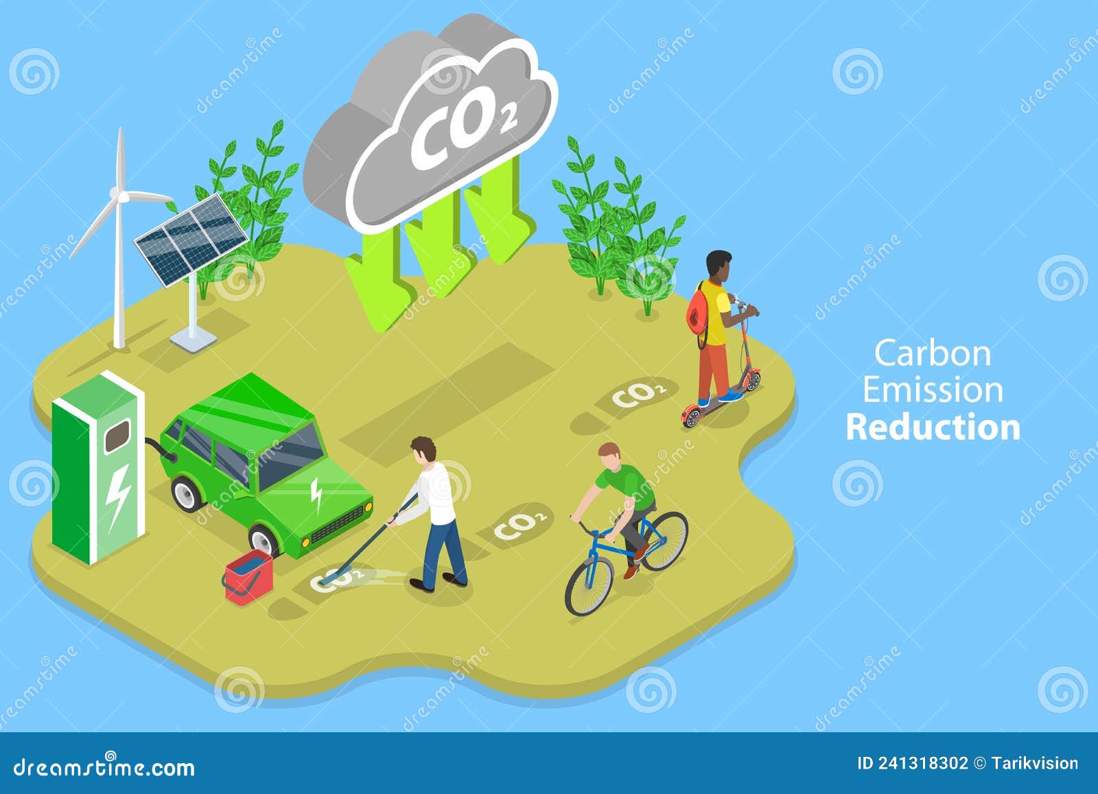3D Isometric Flat Vector Conceptual Illustration of Carbon Emission ...