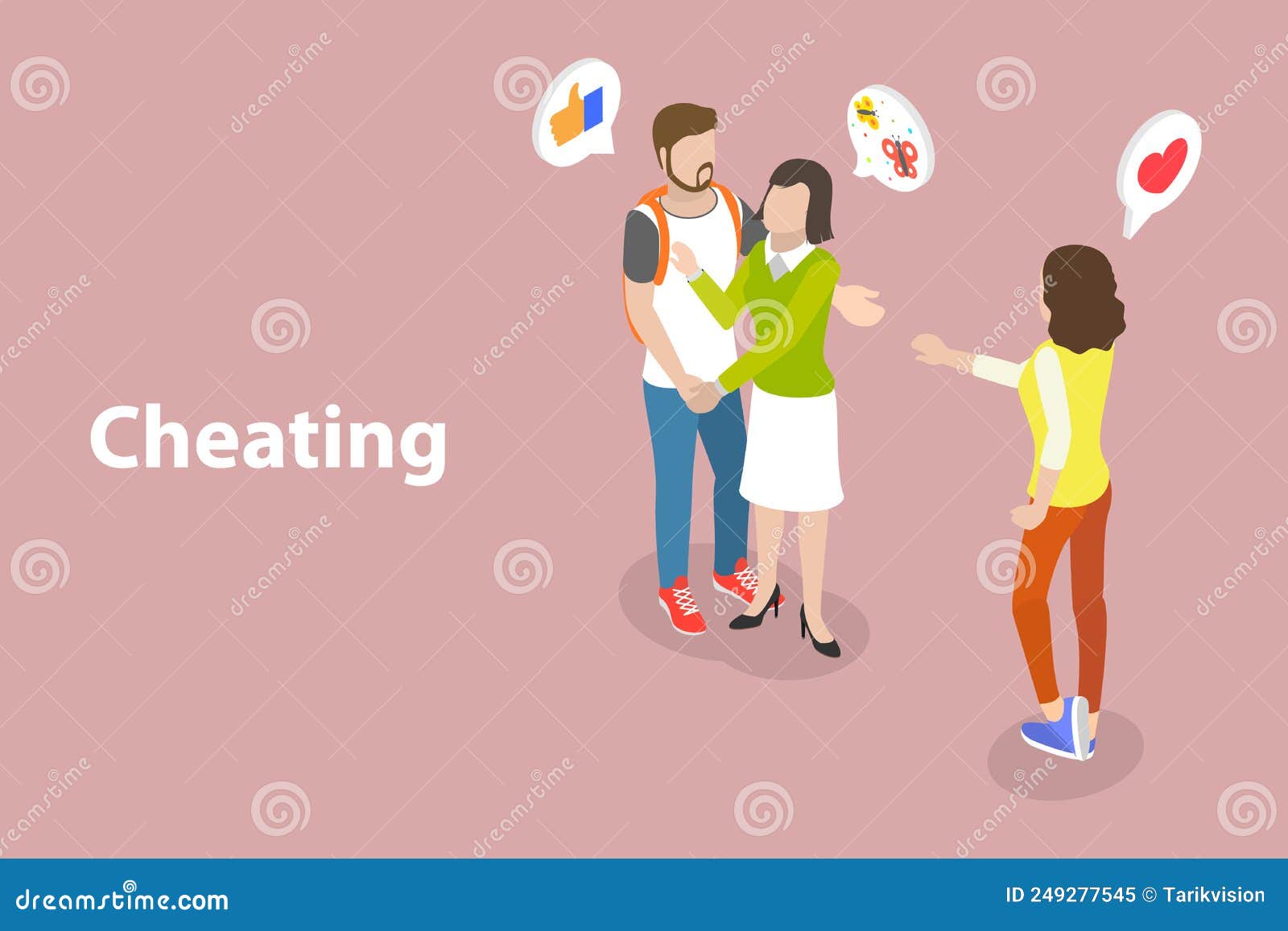 3D Isometric Flat Vector Conceptual Illustration of Cheating Stock ...