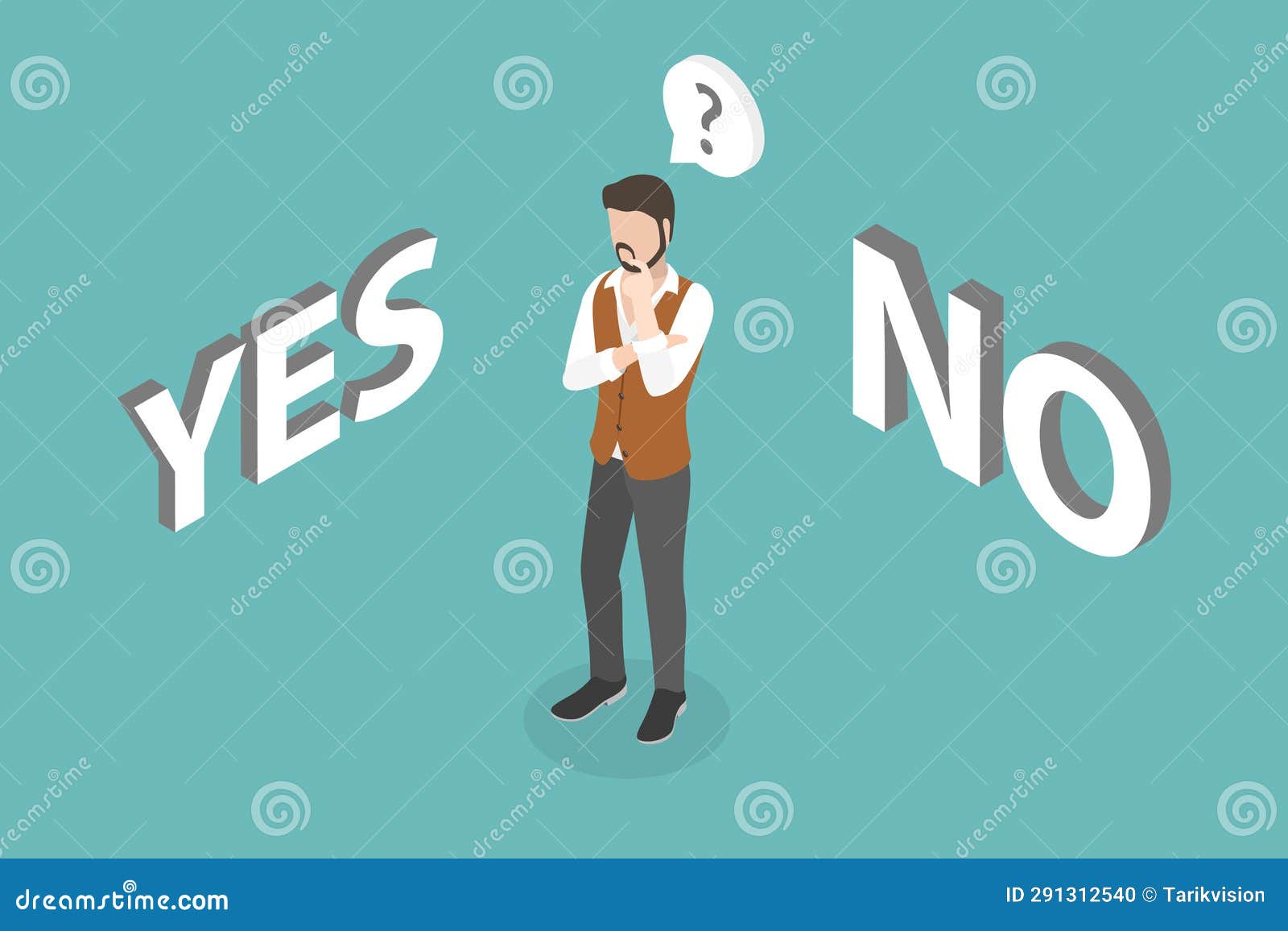 3D Isometric Flat Vector Conceptual Illustration of Choose Yes or No ...