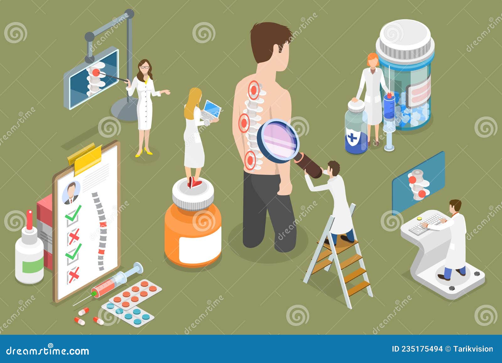 3D Isometric Flat Vector Conceptual Illustration of Chronic Back Pain ...