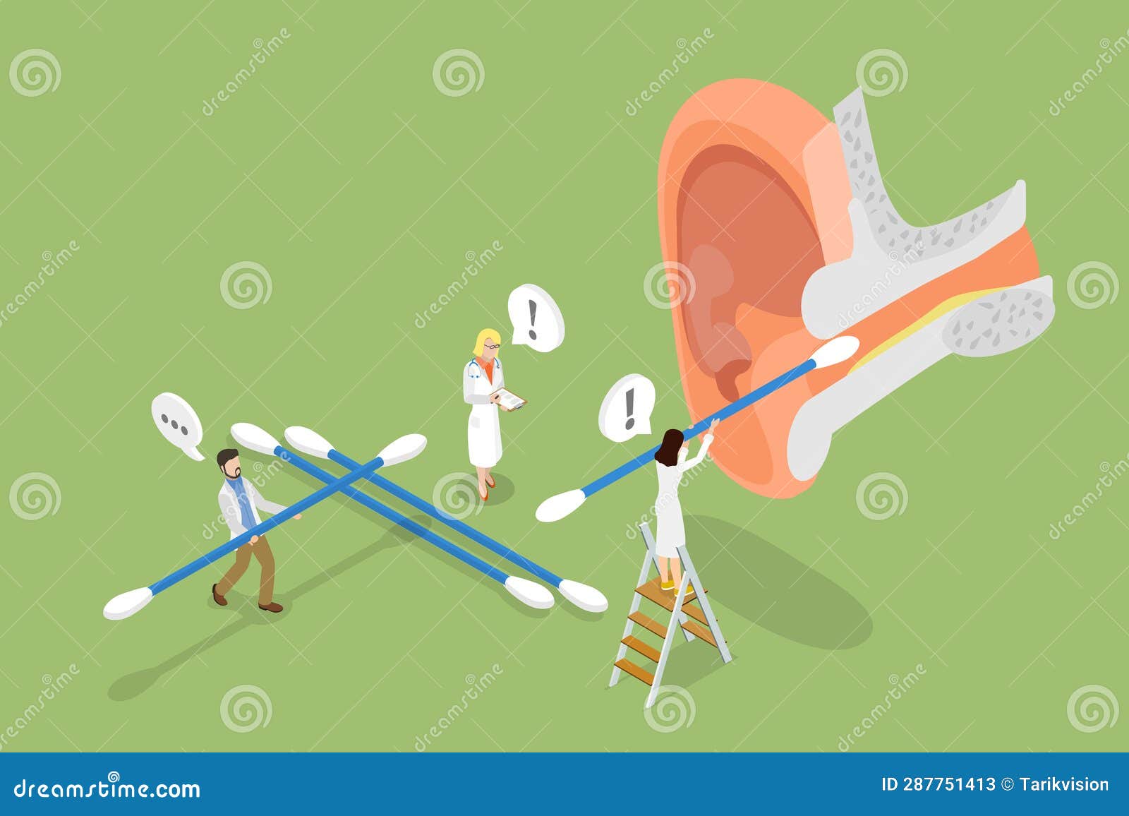 3d Isometric Flat Vector Conceptual Illustration Of Cleaning The Ear Canal