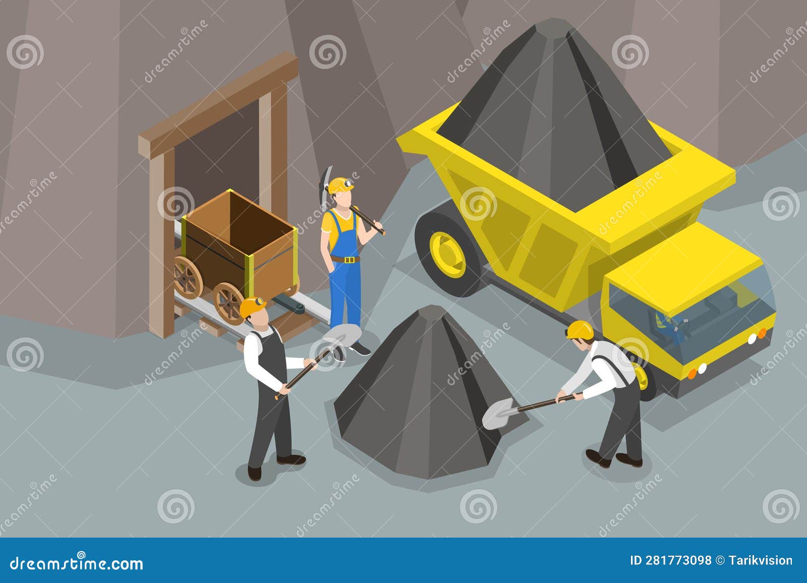 3D Isometric Flat Vector Conceptual Illustration of Coal Mining Stock ...