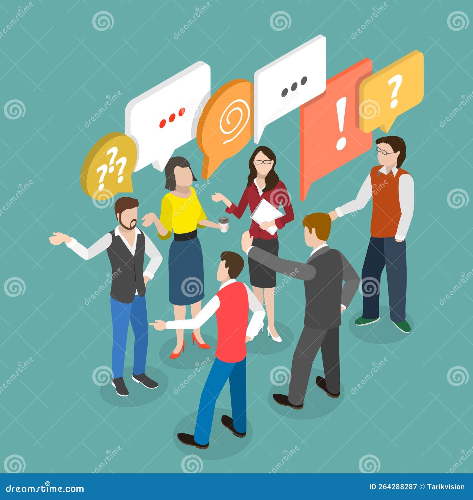 Communicating Colleagues. Office Workers Team Listen To Boss Standing ...