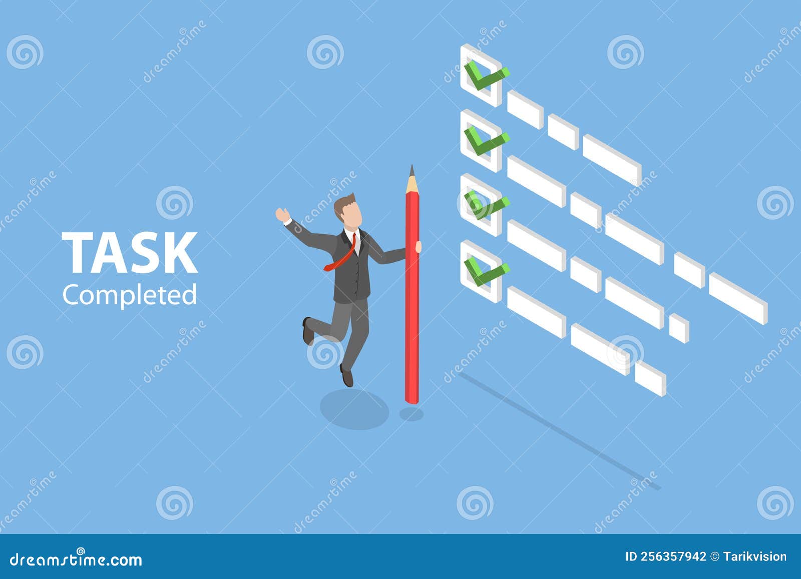 3D Isometric Flat Vector Conceptual Illustration of Completed Task ...