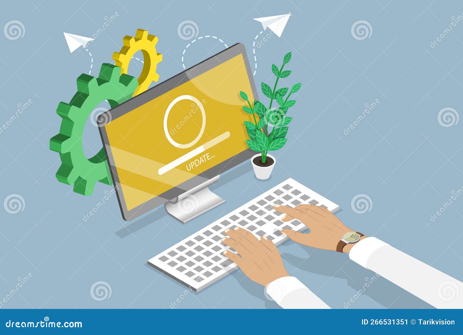 3D Isometric Flat Vector Conceptual Illustration of Computer Update ...