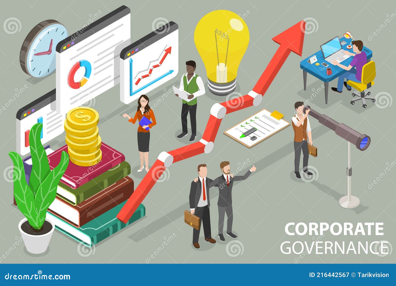 3D Isometric Flat Vector Conceptual Illustration of Corporate ...