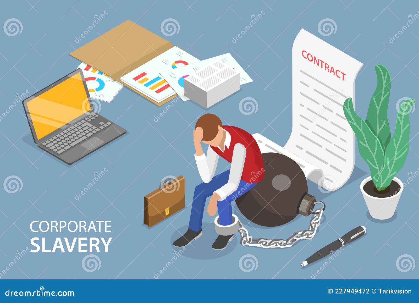 3D Isometric Flat Vector Conceptual Illustration of Corporate Slavery ...