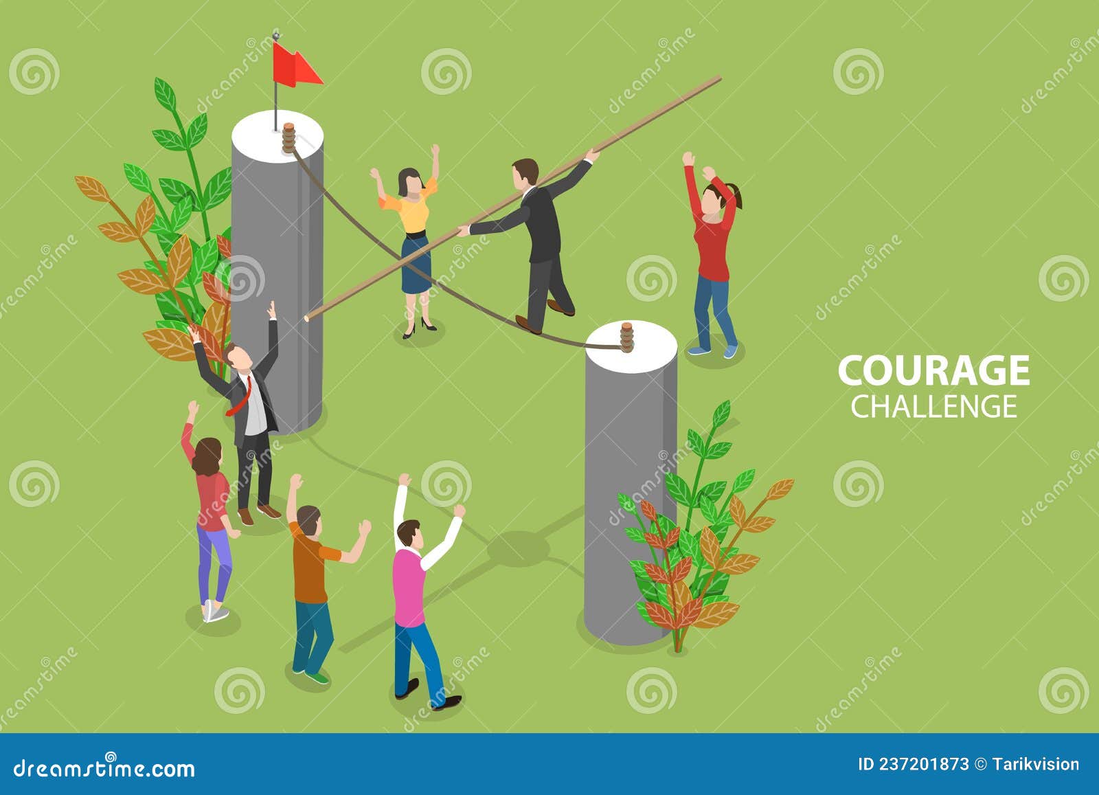 3D Isometric Flat Vector Conceptual Illustration of Courage Challenge ...