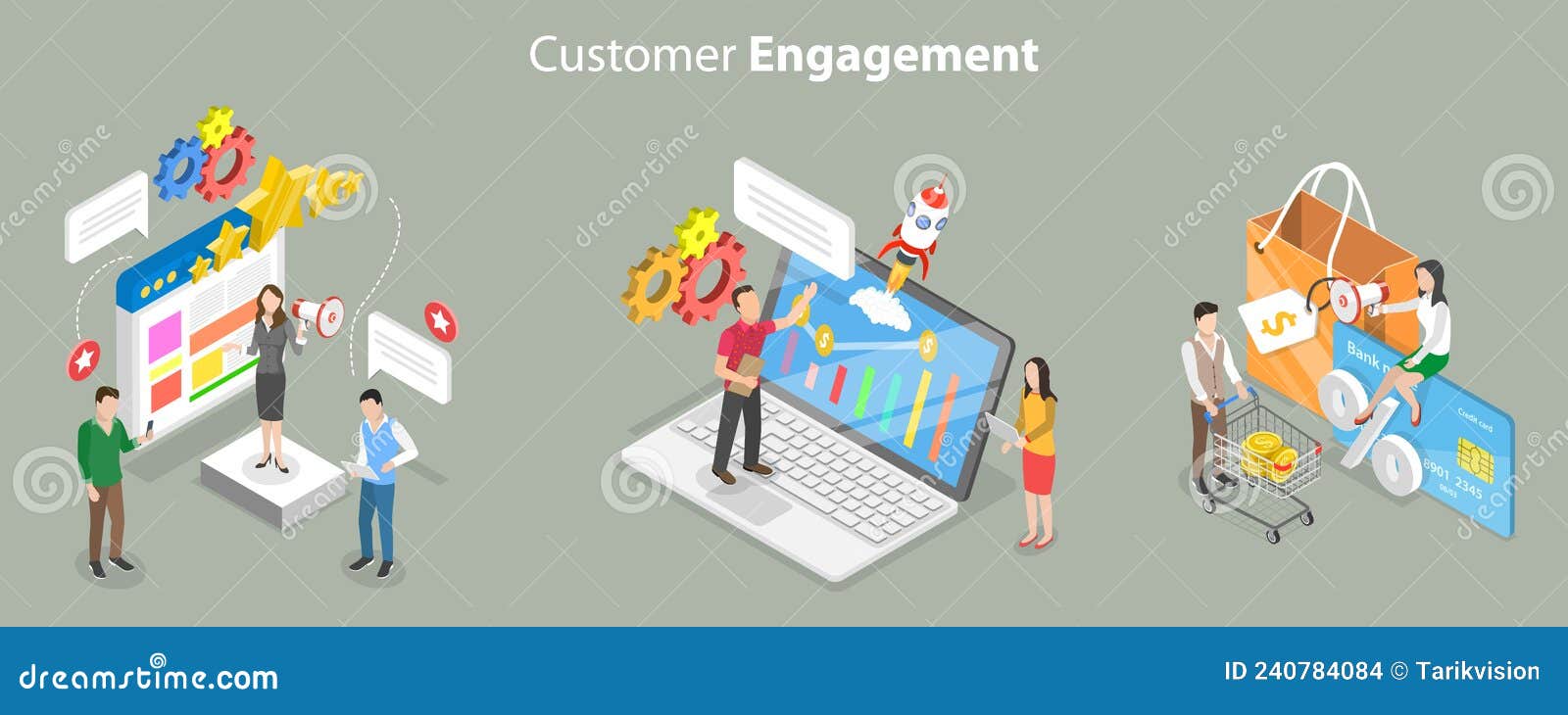 3D Isometric Flat Vector Conceptual Illustration of Customer Engagement ...