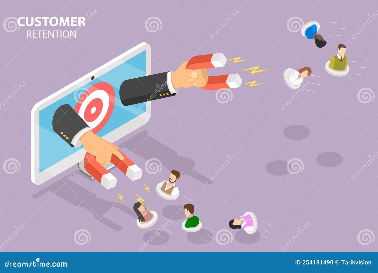 3D Isometric Flat Vector Conceptual Illustration of Customer Retention ...