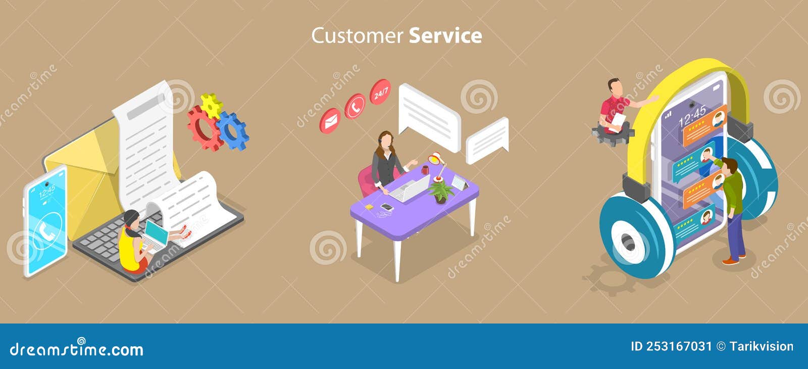 3D Isometric Flat Vector Conceptual Illustration of Customer Service ...