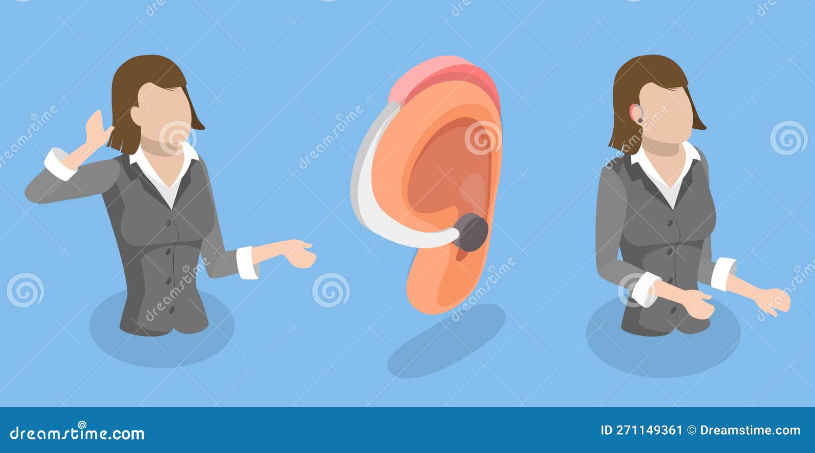 3D Isometric Flat Vector Conceptual Illustration of Deafness and Hear ...