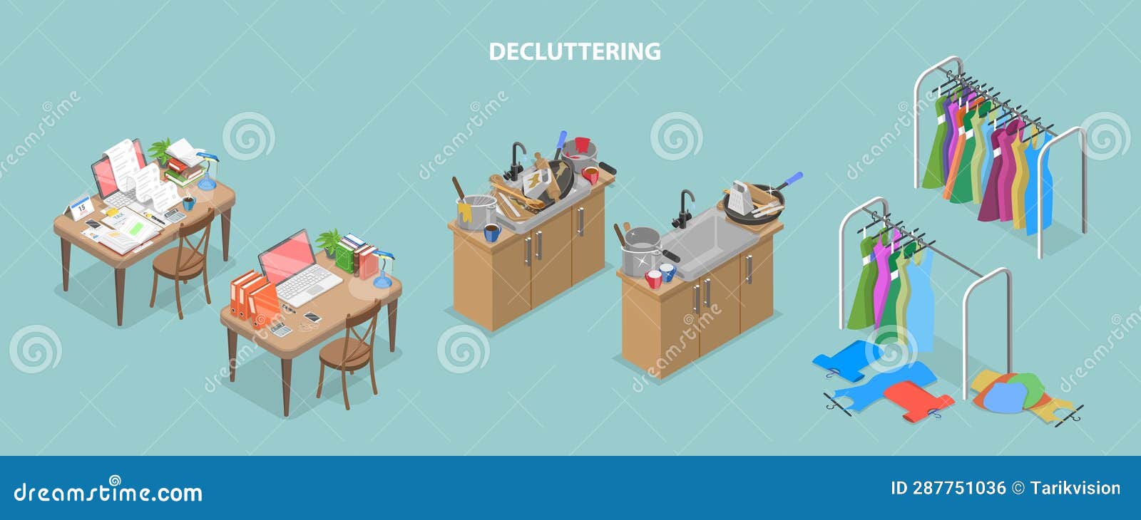 3D Isometric Flat Vector Conceptual Illustration of Decluttering Stock ...