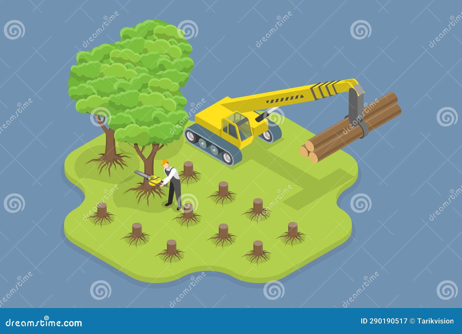 3D Isometric Flat Vector Conceptual Illustration of Deforestation Stock ...