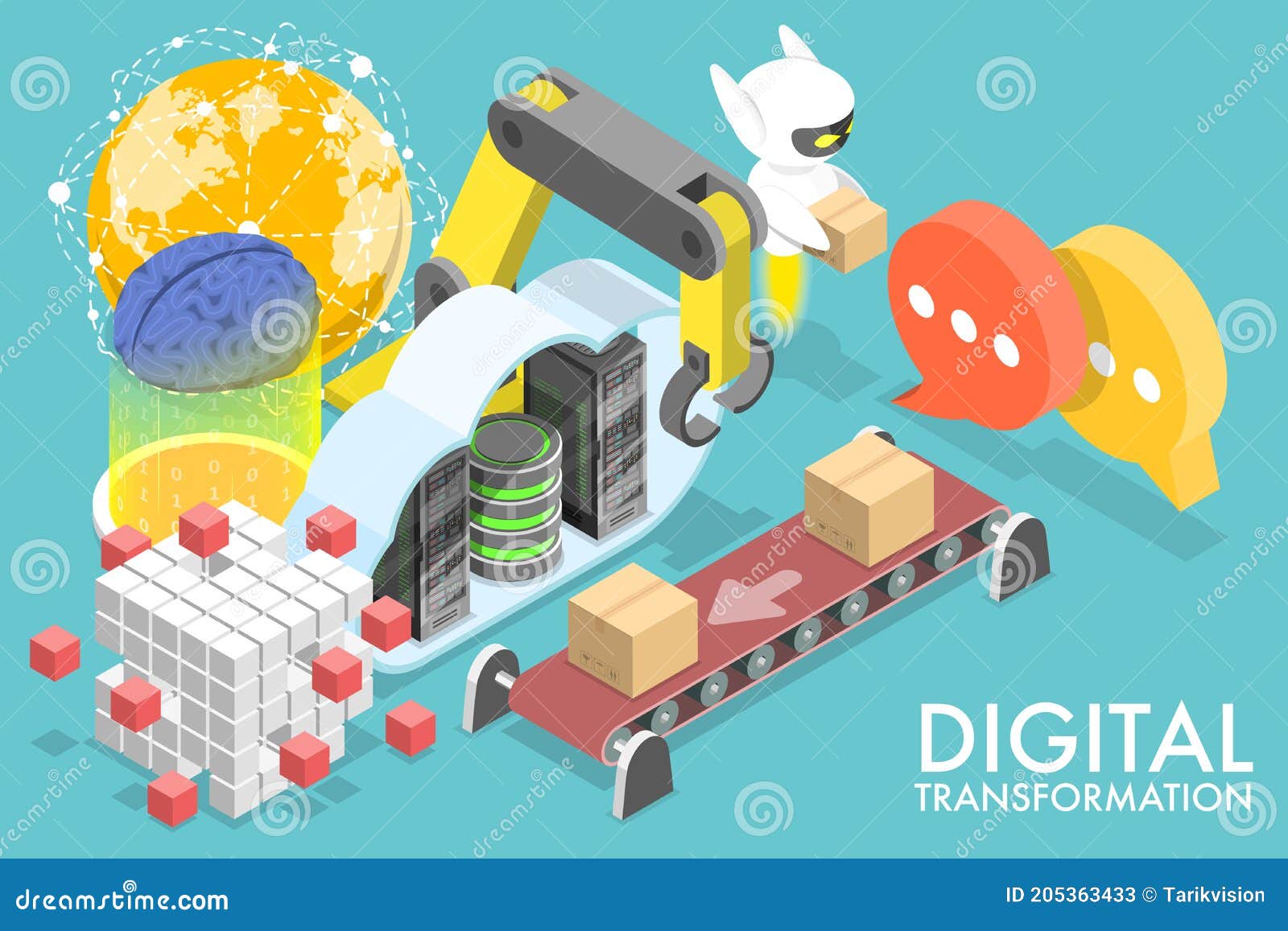3D Isometric Flat Vector Conceptual Illustration of Digital ...