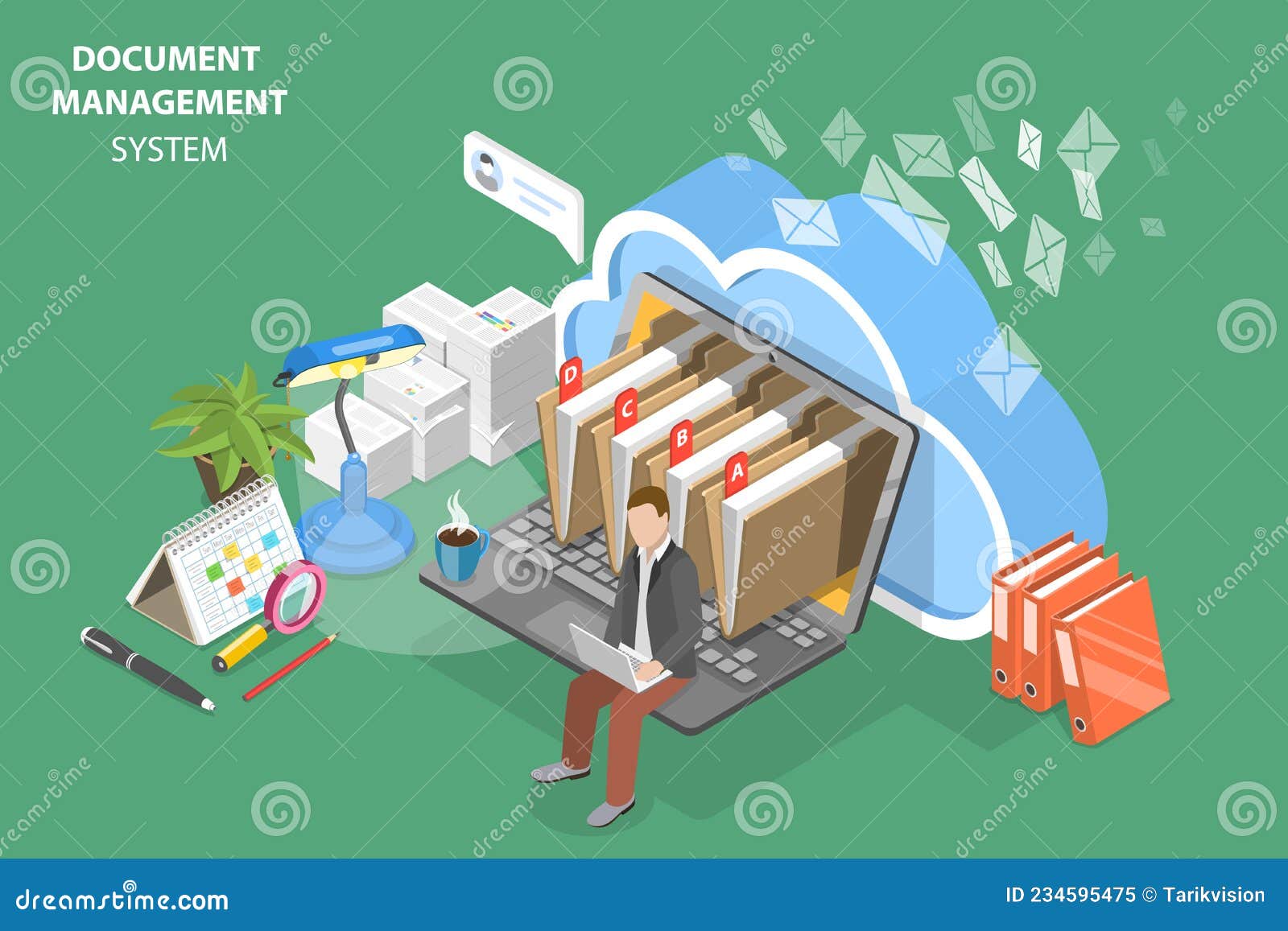 3D Isometric Flat Vector Conceptual Illustration of Document Management ...