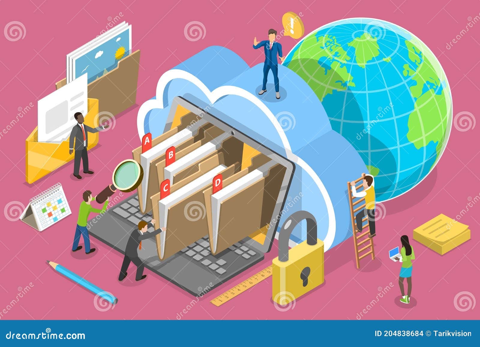 3D Isometric Flat Vector Conceptual Illustration of Document Management ...
