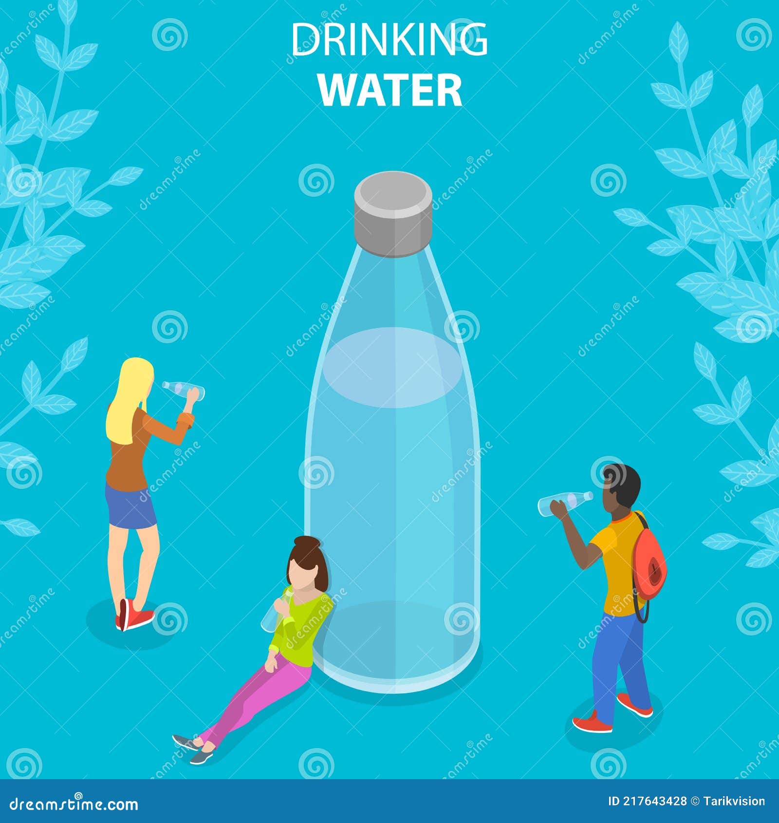 3D Isometric Flat Vector Conceptual Illustration of Drinking Water ...