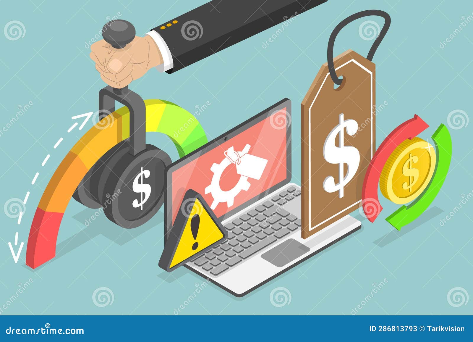 3D Isometric Flat Vector Conceptual Illustration of Dynamic Pricing ...