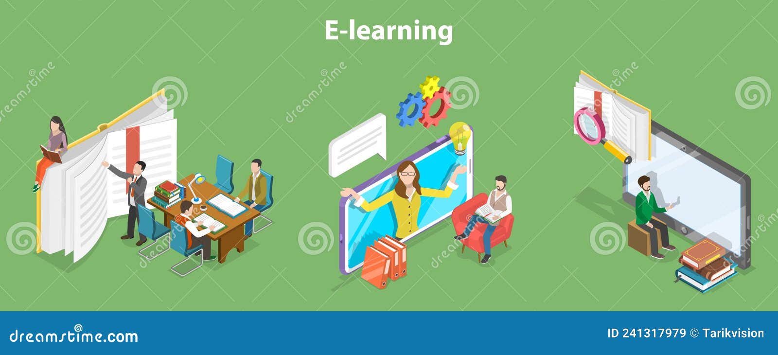 3D Isometric Flat Vector Conceptual Illustration of E-learning Stock ...