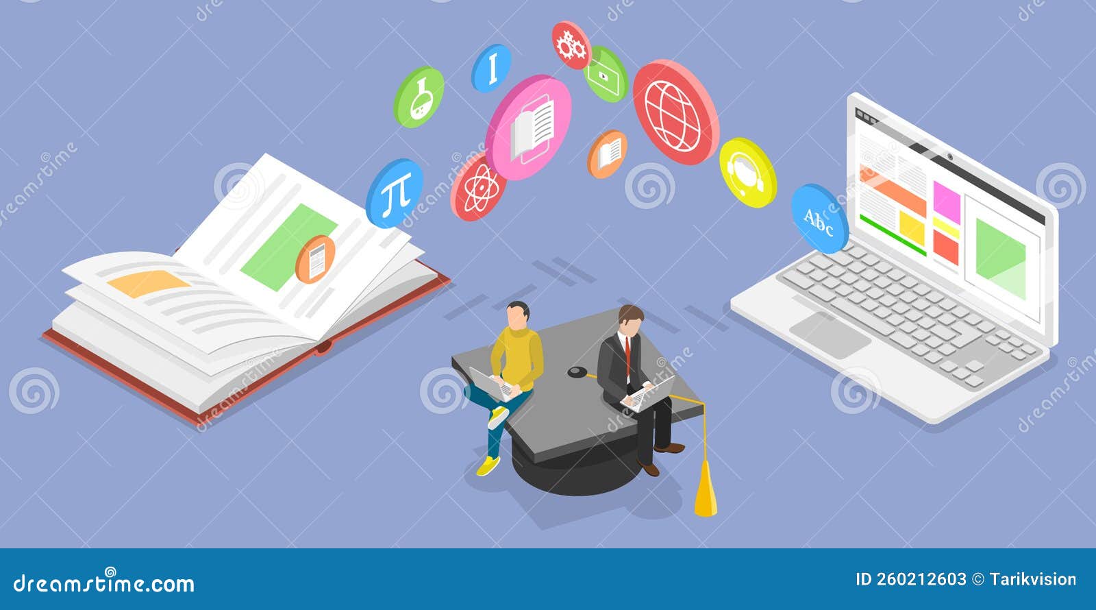 3D Isometric Flat Vector Conceptual Illustration of E-learning Stock ...